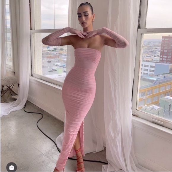 House of CB | Dresses | House Of Cb Sofia Fairy Pink Strapless Ruched Maxi Dress | Poshmark